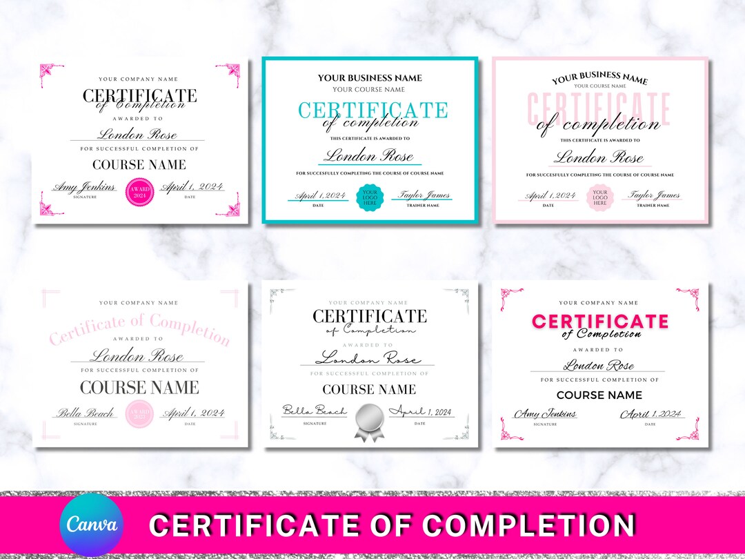 Certificate of Completion Template: Class Award (canva Editable) - Etsy