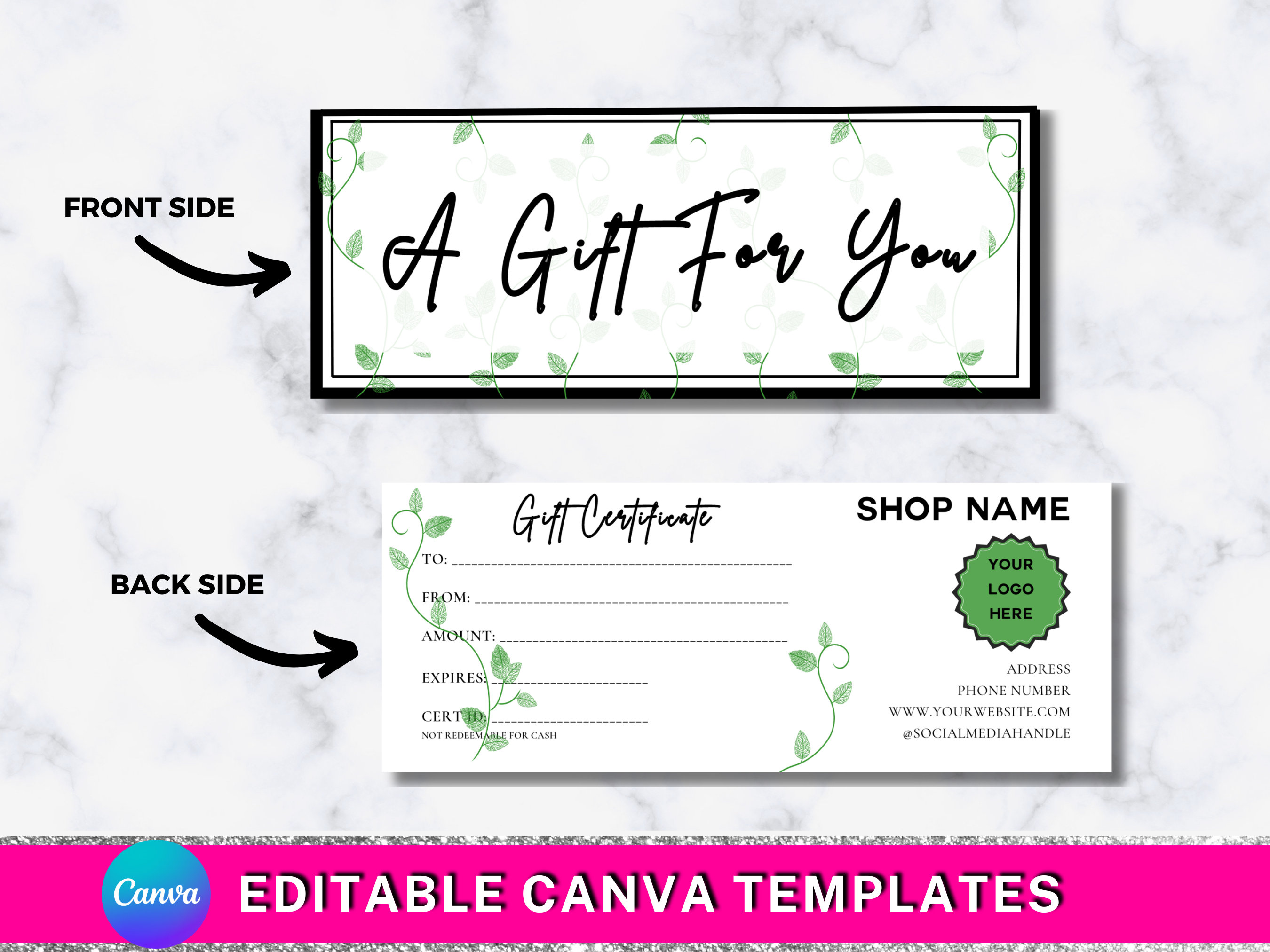 Spa Gift Certificate, Printable Gift Card, Editable Gift Certificate ...