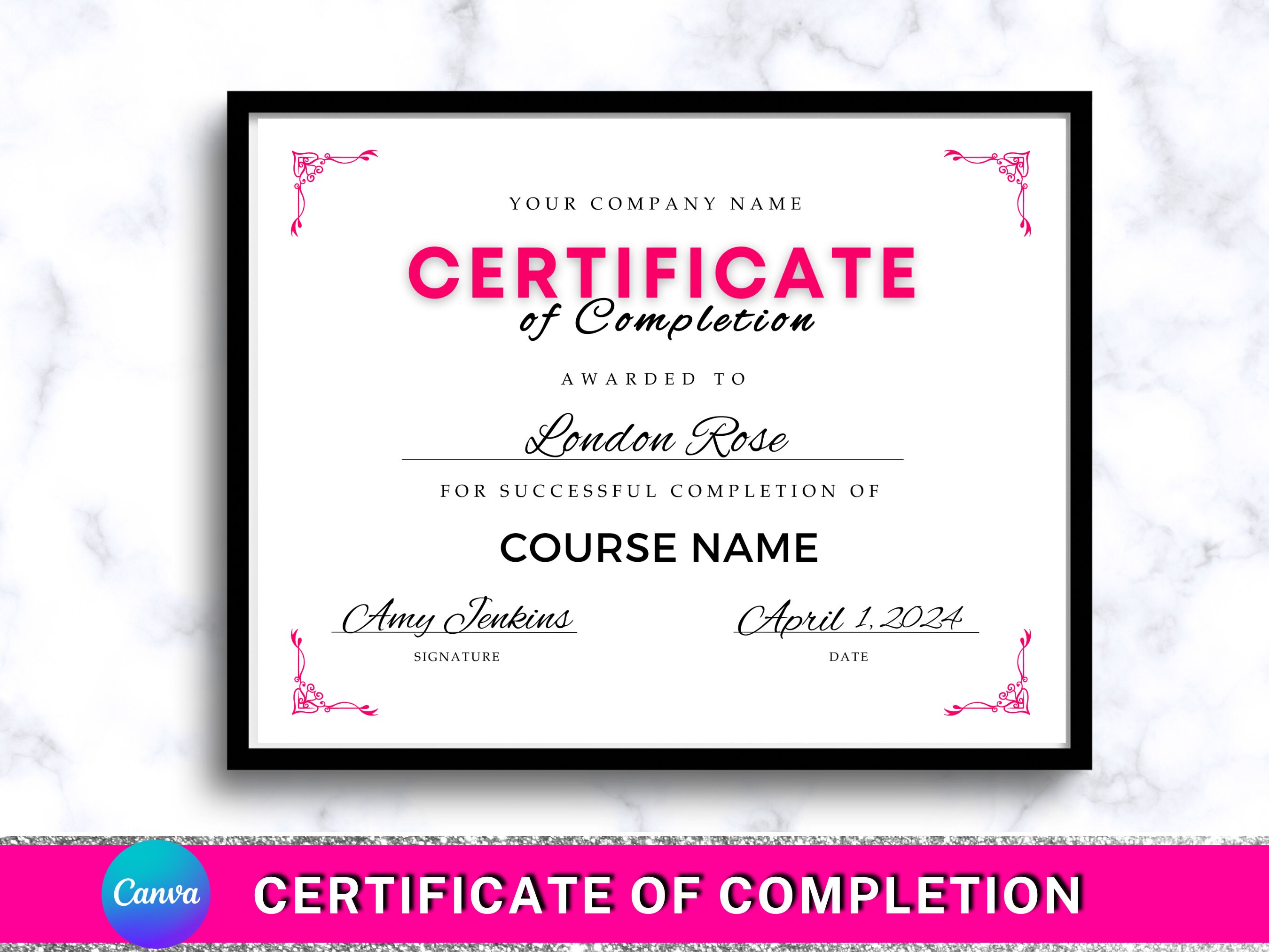 Certificate of Completion Template: Class Award (canva Editable) - Etsy