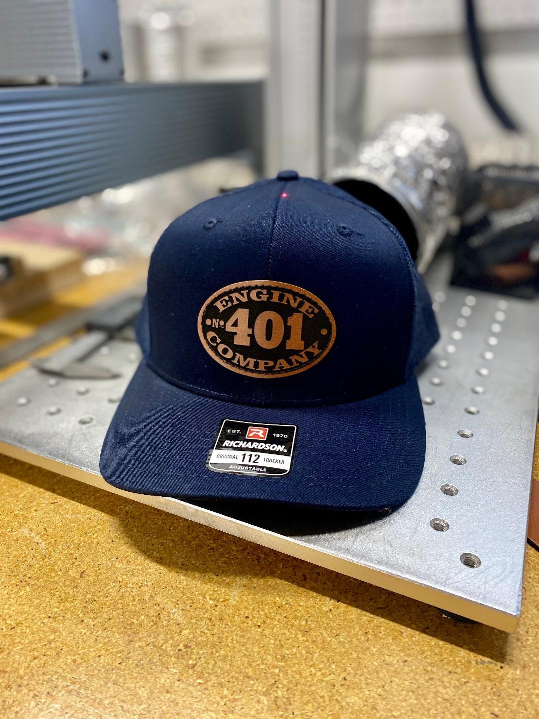 Custom Leather Patch Fire Department Hat. Firefighter Gift, Custom ...