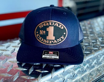 Custom Leather Patch Fire Department Hat. Firefighter Gift, Custom ...