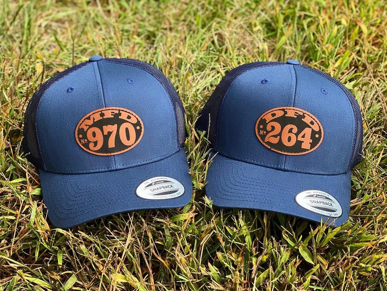 Custom Leather Patch Fire Department Hat. Firefighter Gift, Custom ...