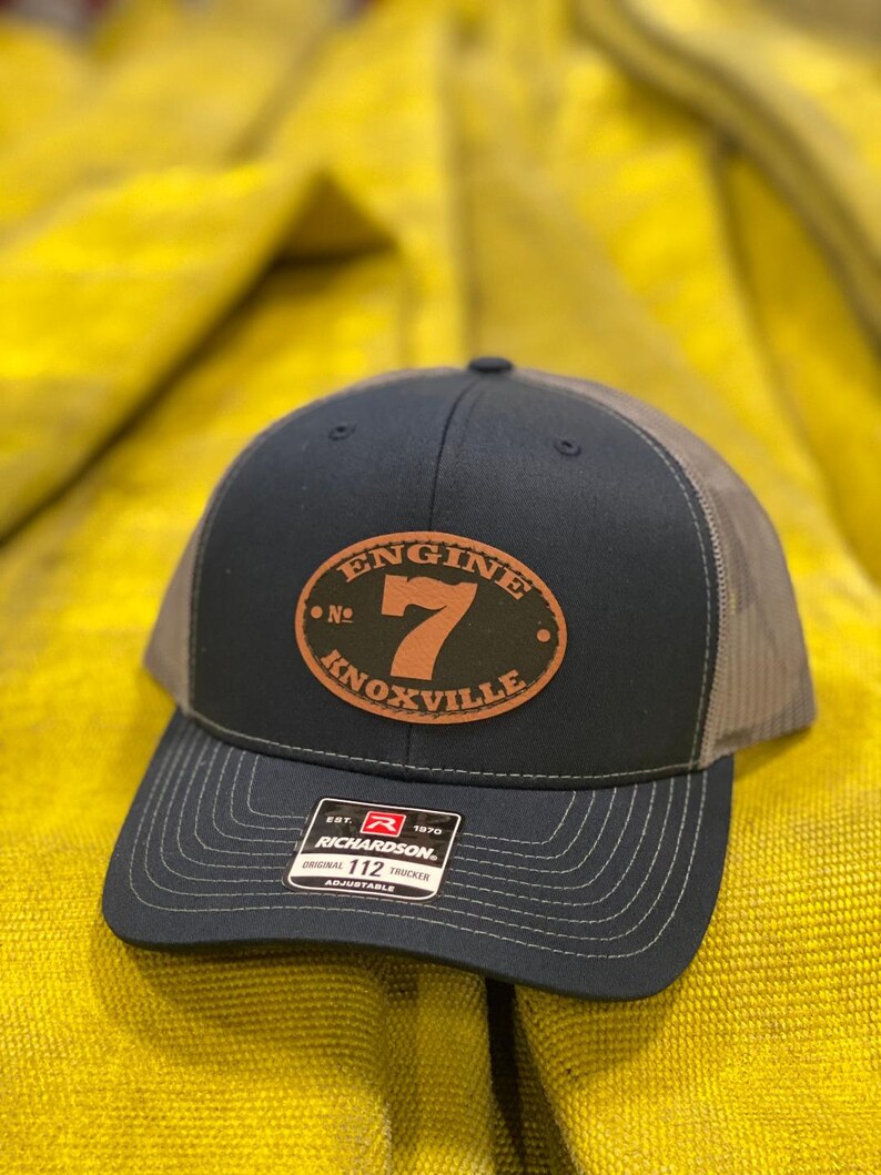 Custom Leather Patch Fire Department Hat. Firefighter Gift, Custom ...