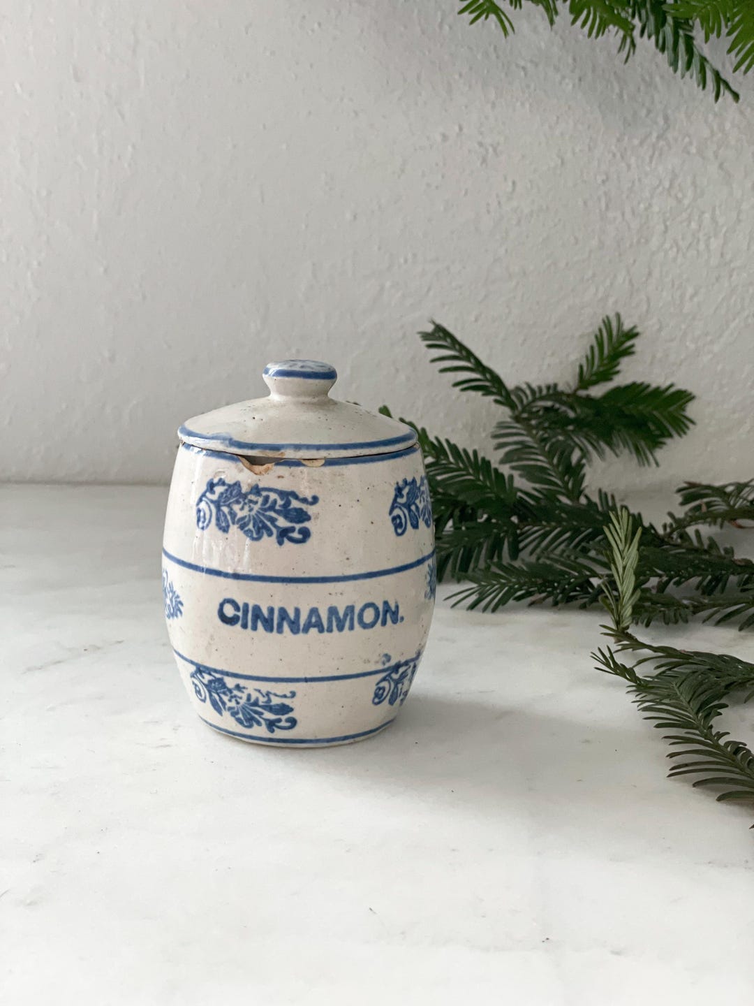 Vintage Blue and White Cinnamon Container - Etsy