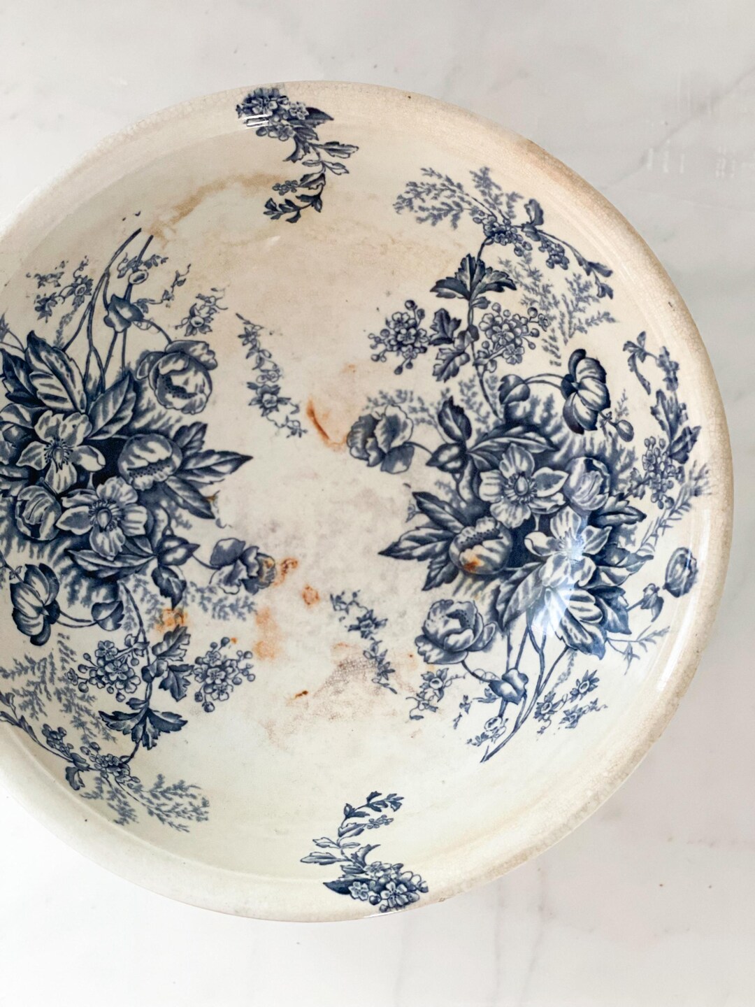 Blue Transferware Ironstone Wash Basin - Etsy