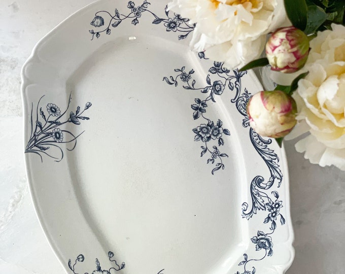 Blue Transferware Ironstone Platter - Etsy