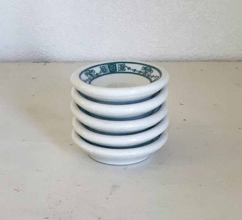 Chunky White and Green Ironstone Butter Pats - Etsy