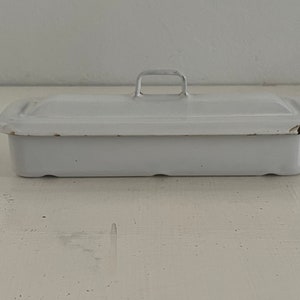 Vintage Enamel Lidded Container - Etsy