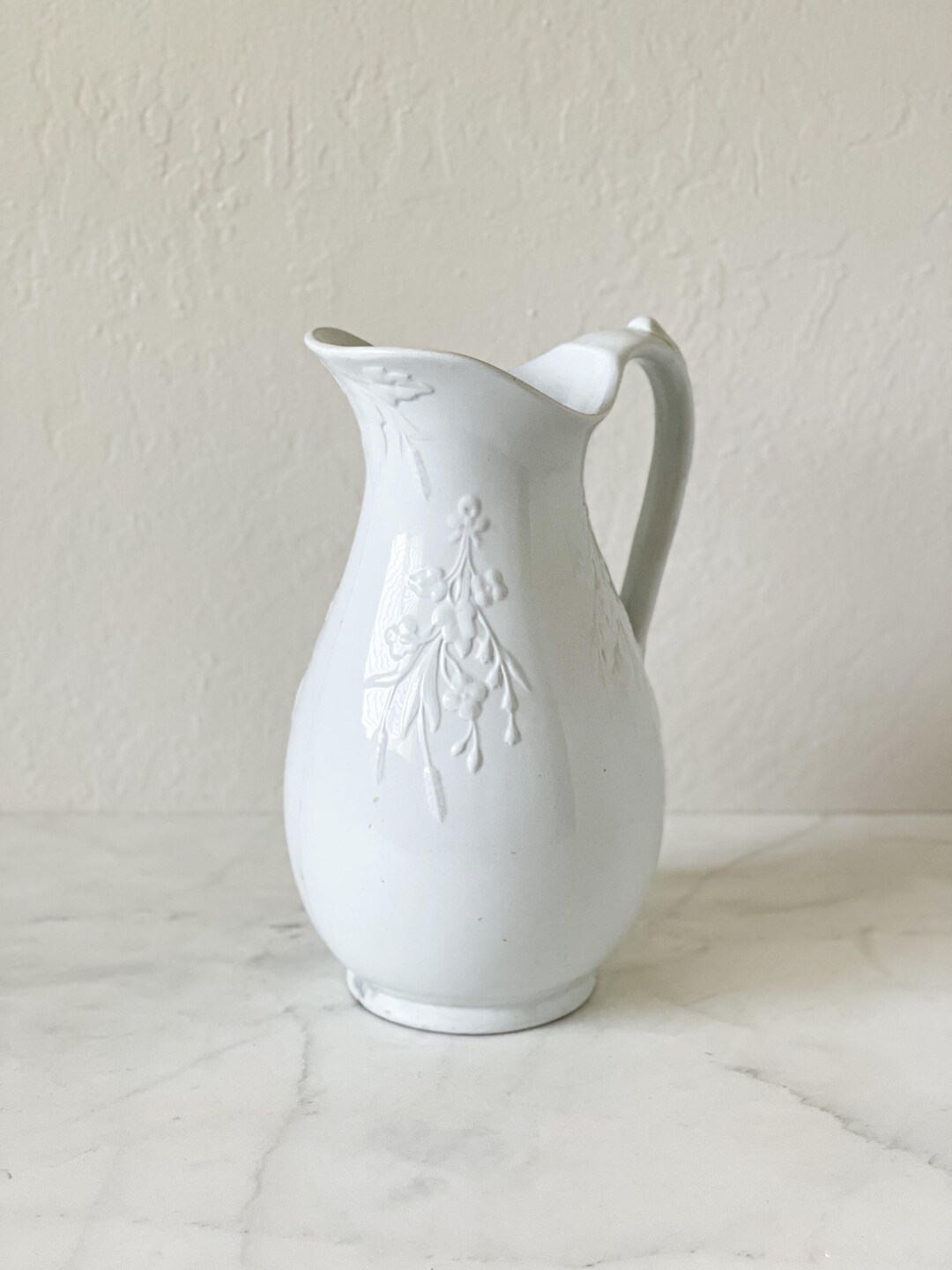 Large Floral Ironstone Pitcher - Etsy