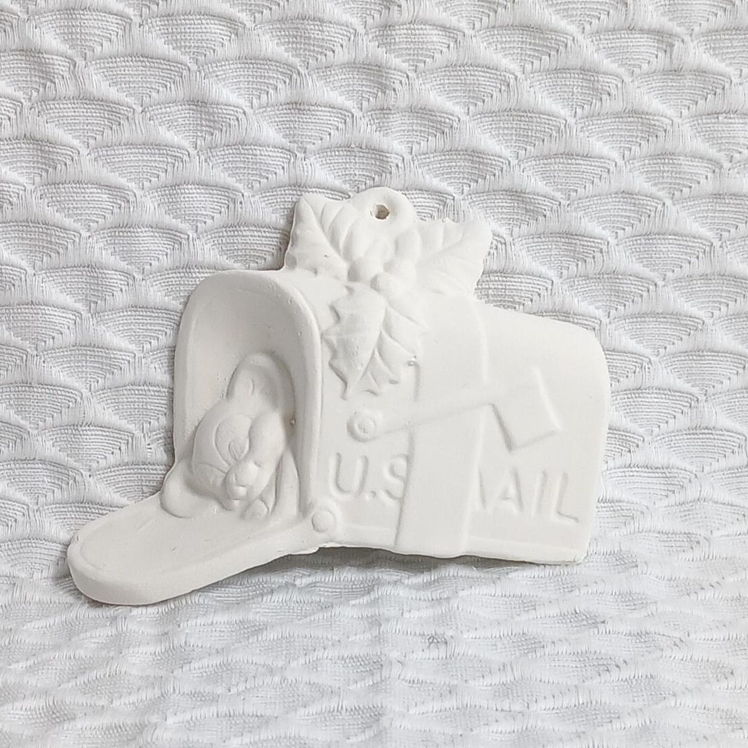 Sleeping Mouse in Mailbox Ornament Unpainted Ceramic Bisque | Mailman ...