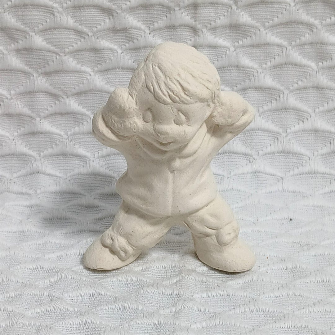Vintage Ceramic Cute Kid Playing Figurine | Ready to Paint DIY ...
