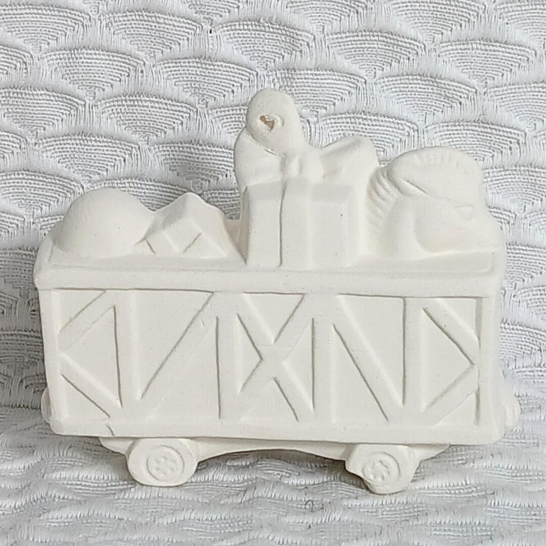 1990s Vintage Ceramic Train Car Ornament | Holiday Train With Presents ...