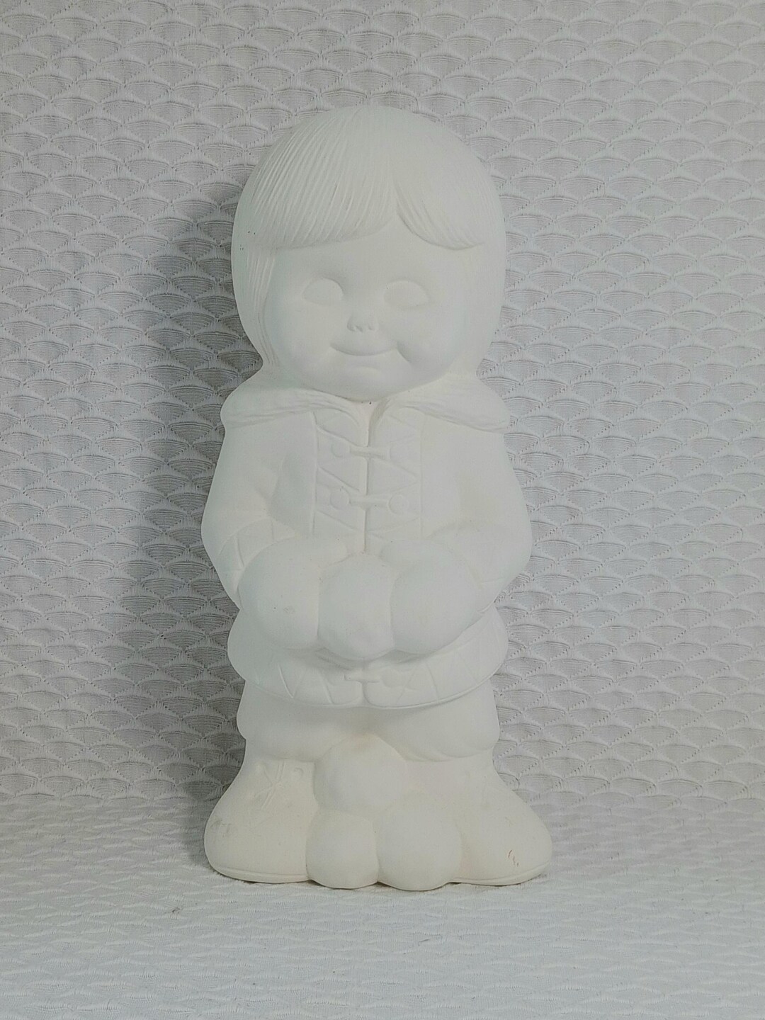 Ceramic Eskimo Kid With Snowballs | Ceramic Bisque Christmas Gift ...
