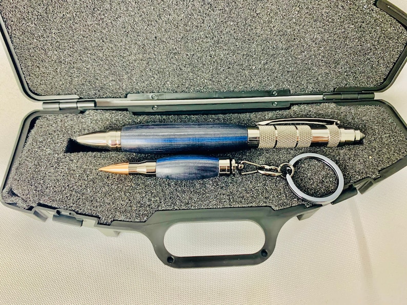 Tactical Thin Blue Line Gift Set PEN W/ Matching MINI BULLET - Etsy