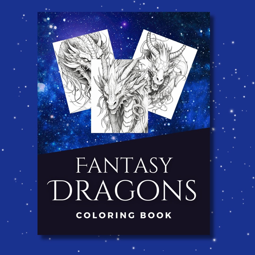 Fantasy Dragon Coloring Book, Dragon Coloring Pages, Collection of ...