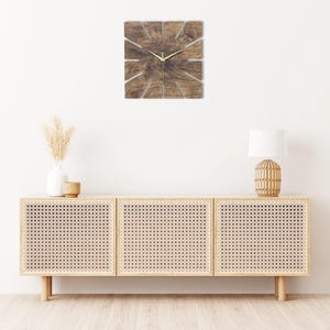 Square Wooden Wall Clock, Modern Design, Minimalist Decorative Clock ...