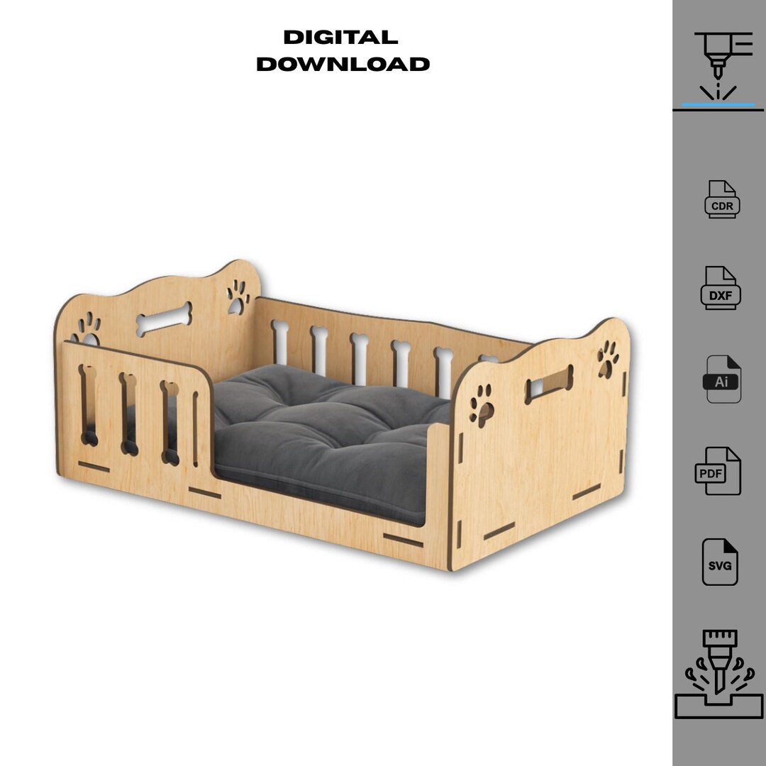 Cat Dog Bed CNC Laser Cut File for Woodworking | Pet Furniture Vector ...