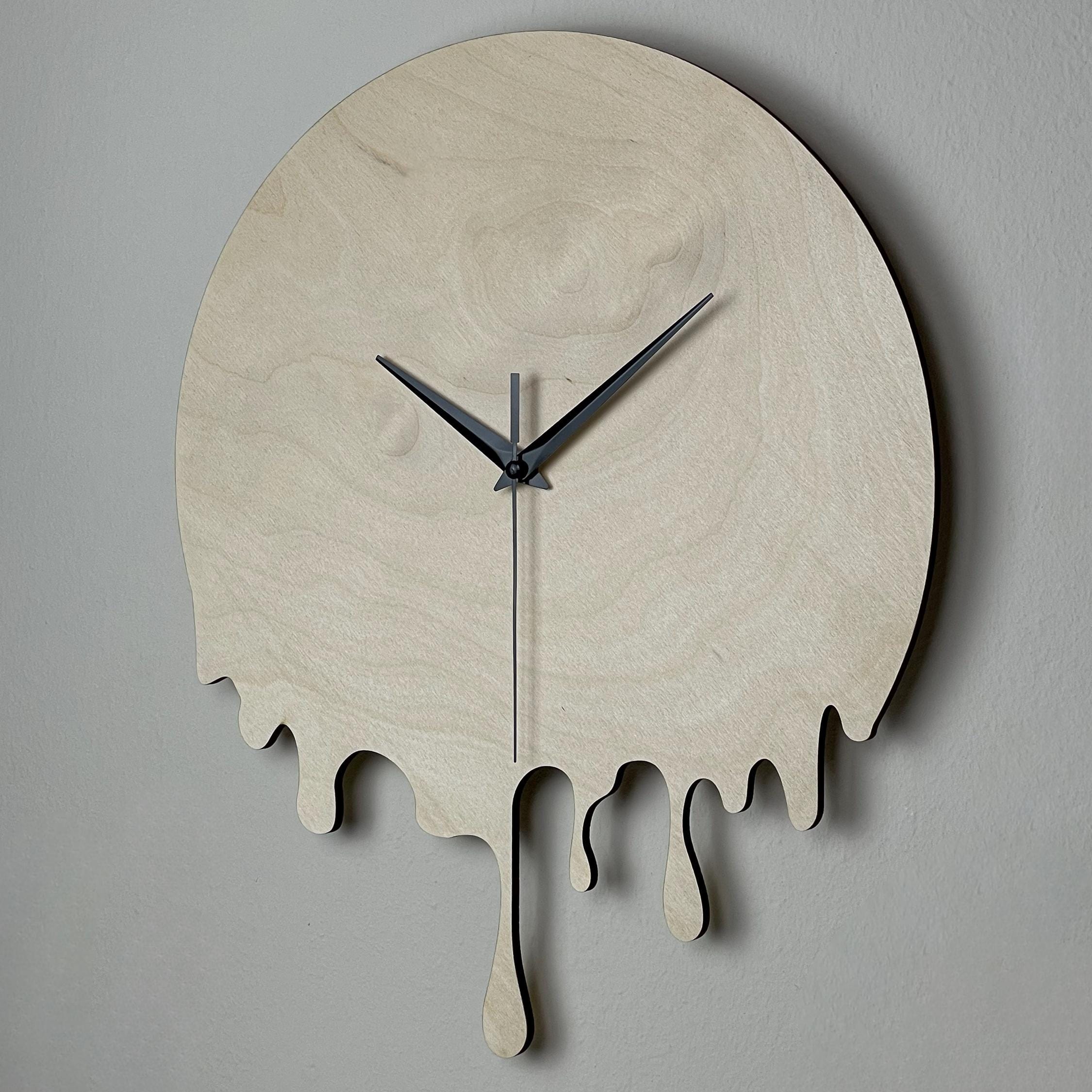 Natural Wooden Drip Wall Clock - Modern Minimalist Design, Birch ...