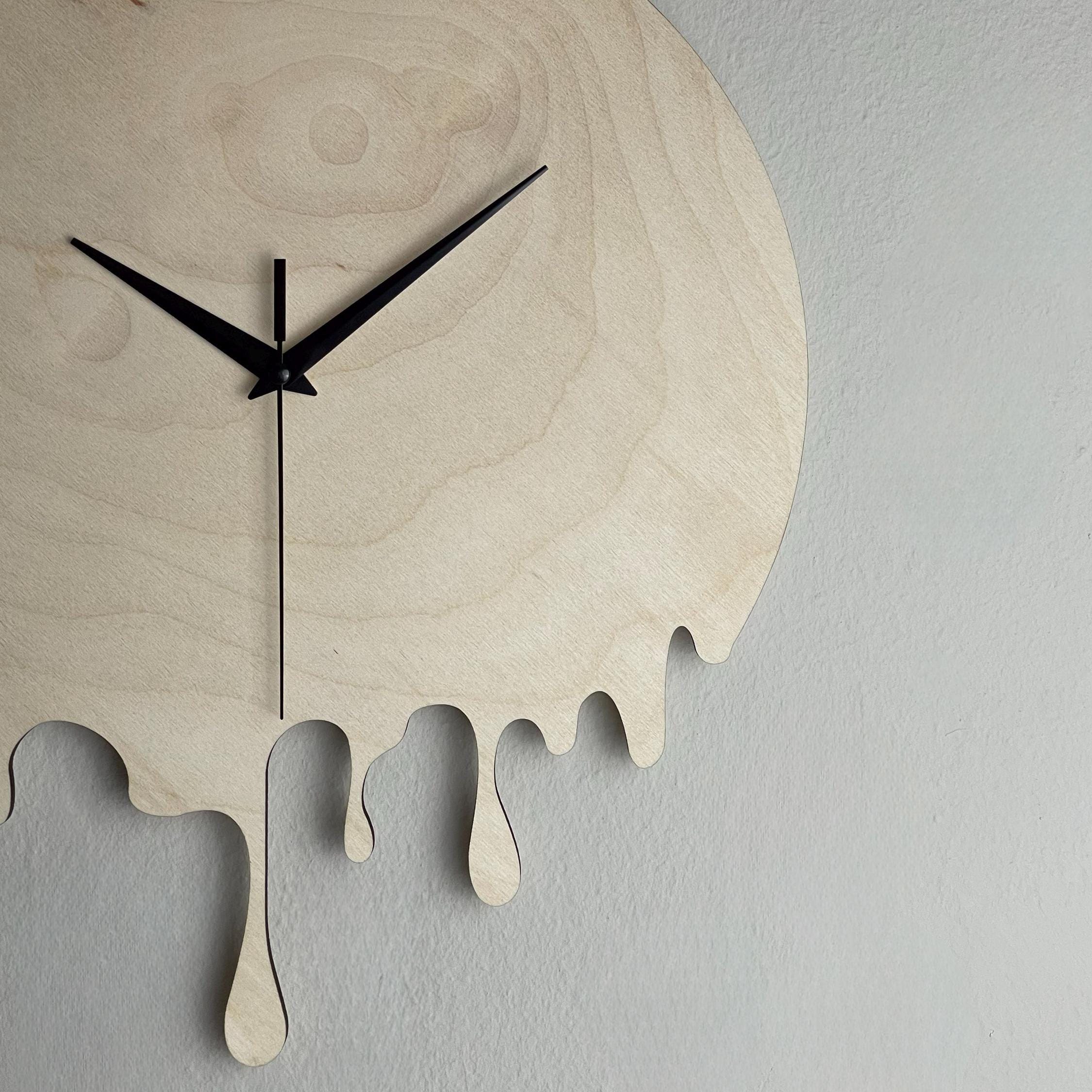 Natural Wooden Drip Wall Clock - Modern Minimalist Design, Birch ...