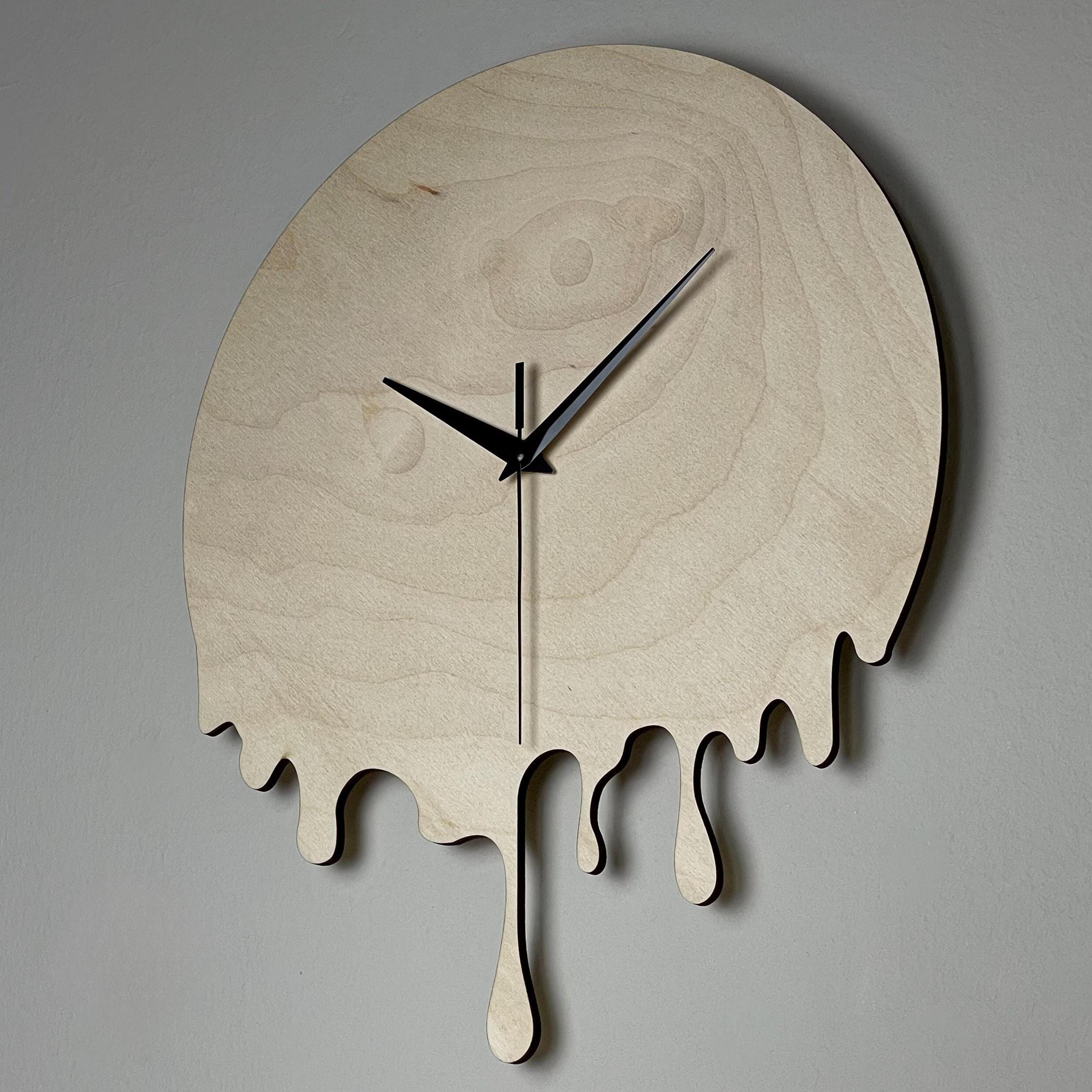 Natural Wooden Drip Wall Clock - Modern Minimalist Design, Birch ...