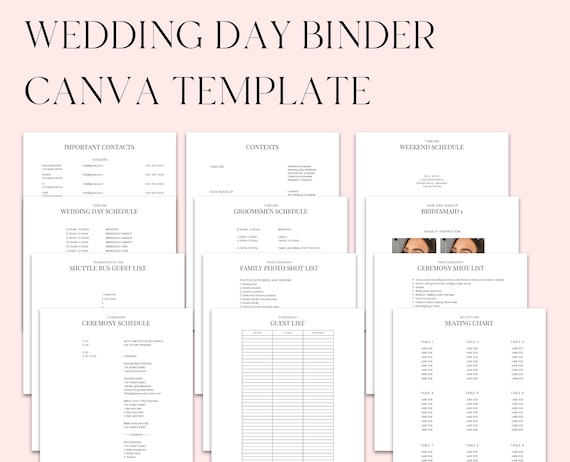 The Ultimate Wedding Day Binder Canva Template - Etsy