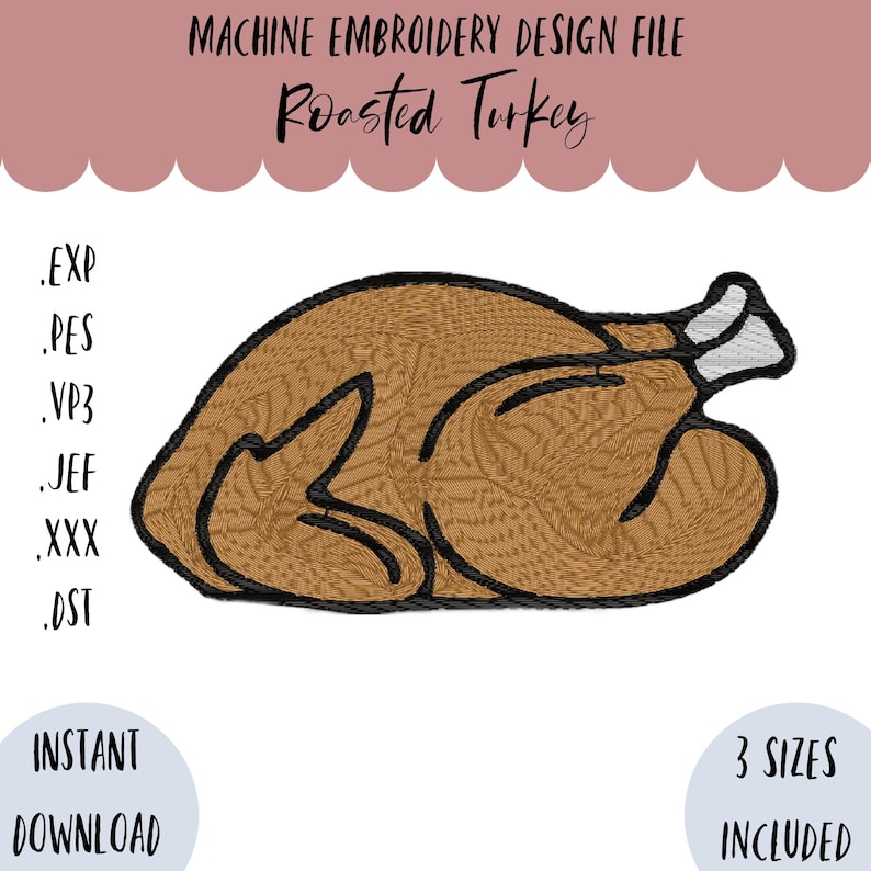 Roasted Turkey Embroidery Machine Design | Thanksgiving Holiday Designs ...
