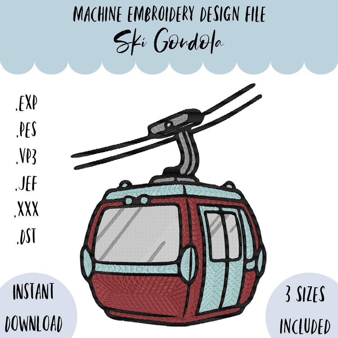 Ski Gondola Embroidery Machine Design | Christmas + Winter Designs ...