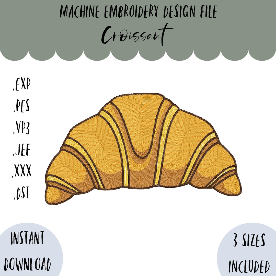 Croissant Design | Machine Embroidery Pattern (digital Download) - Etsy