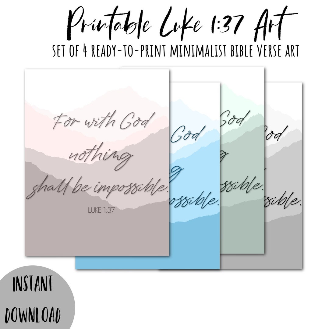 Luke 1:37 | Ready to Print Art | Minimalist Christian | Bible Verse ...