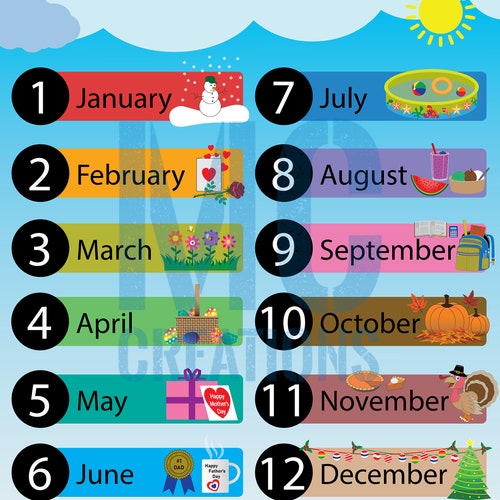 Months of the Year Wheel Printable Classroom Calendar Circle - Etsy