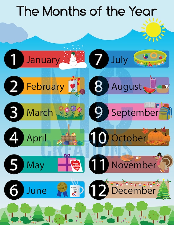 Months of the Year Educational Printable - Etsy