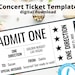 Concert Ticket Gift Template, Surprise Show Announcement, Printable ...