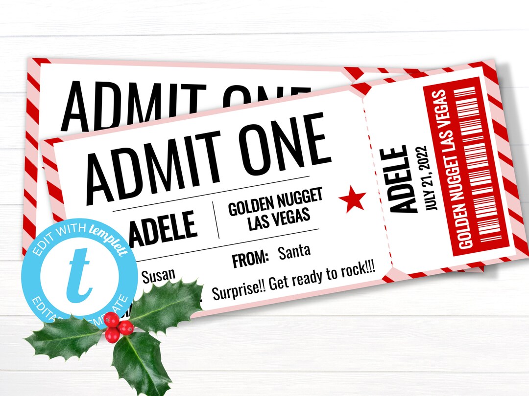 Christmas Concert Ticket Template 8x3.5 Printable - Etsy