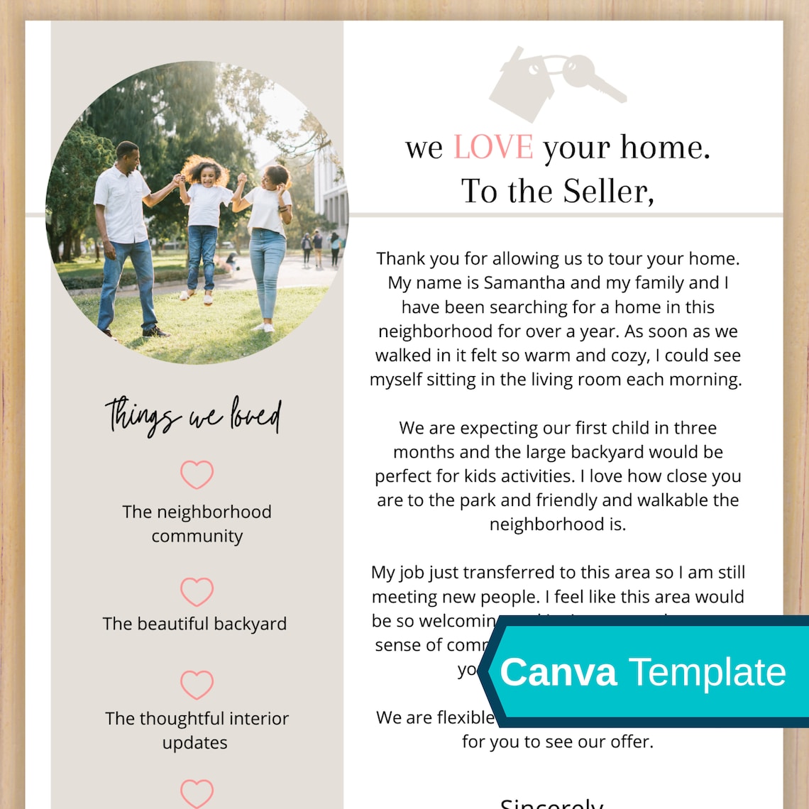 Editable Home Offer Love Letter Template, Letter to Seller, Home Buyer ...