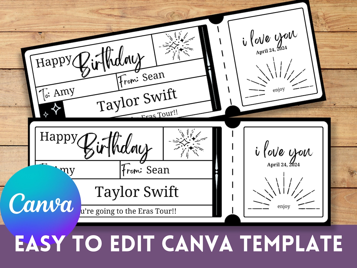 Black and White Gift Certificate Ticket Template, Surprise Show ...