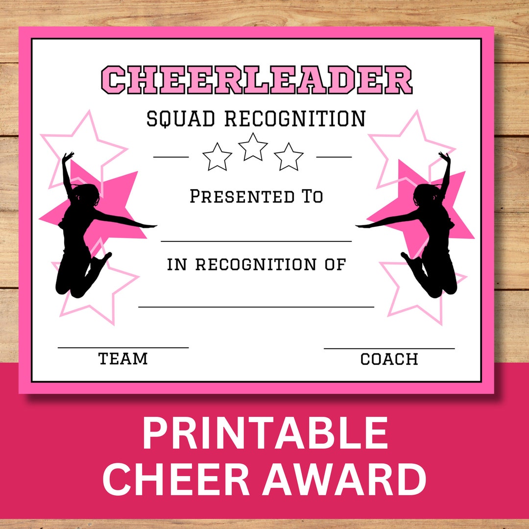 Customizable Cheer Award Certificate, Printable 8.5x11 Sport Award ...
