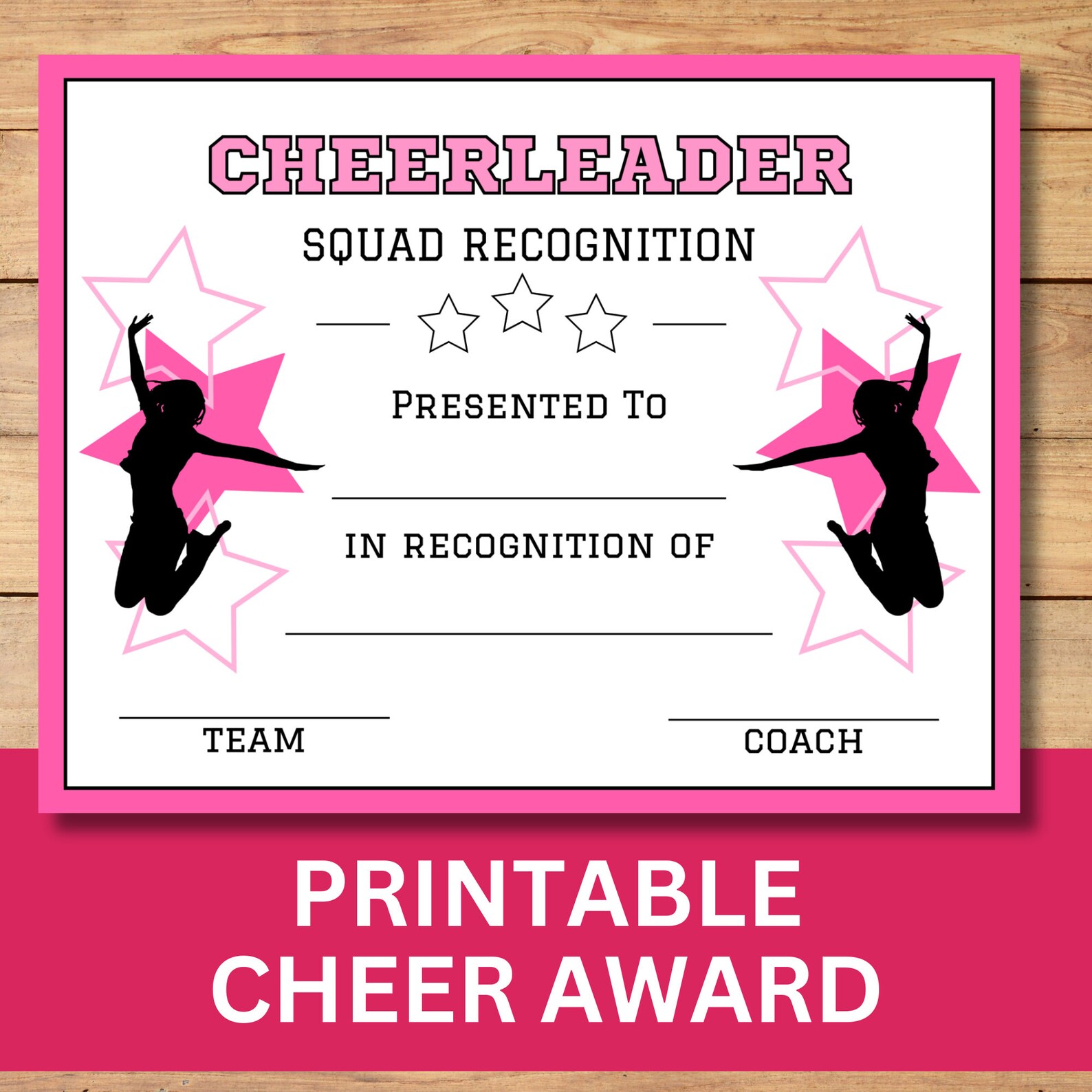 Customizable Cheer Award Certificate, Printable 8.5x11 Sport Award ...