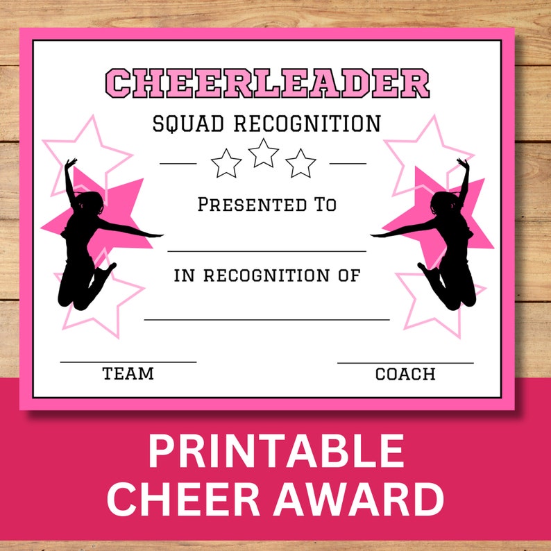 Customizable Cheer Award Certificate, Printable 8.5x11 Sport Award ...