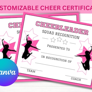 Customizable Cheer Award Certificate, Printable 8.5x11 Sport Award ...