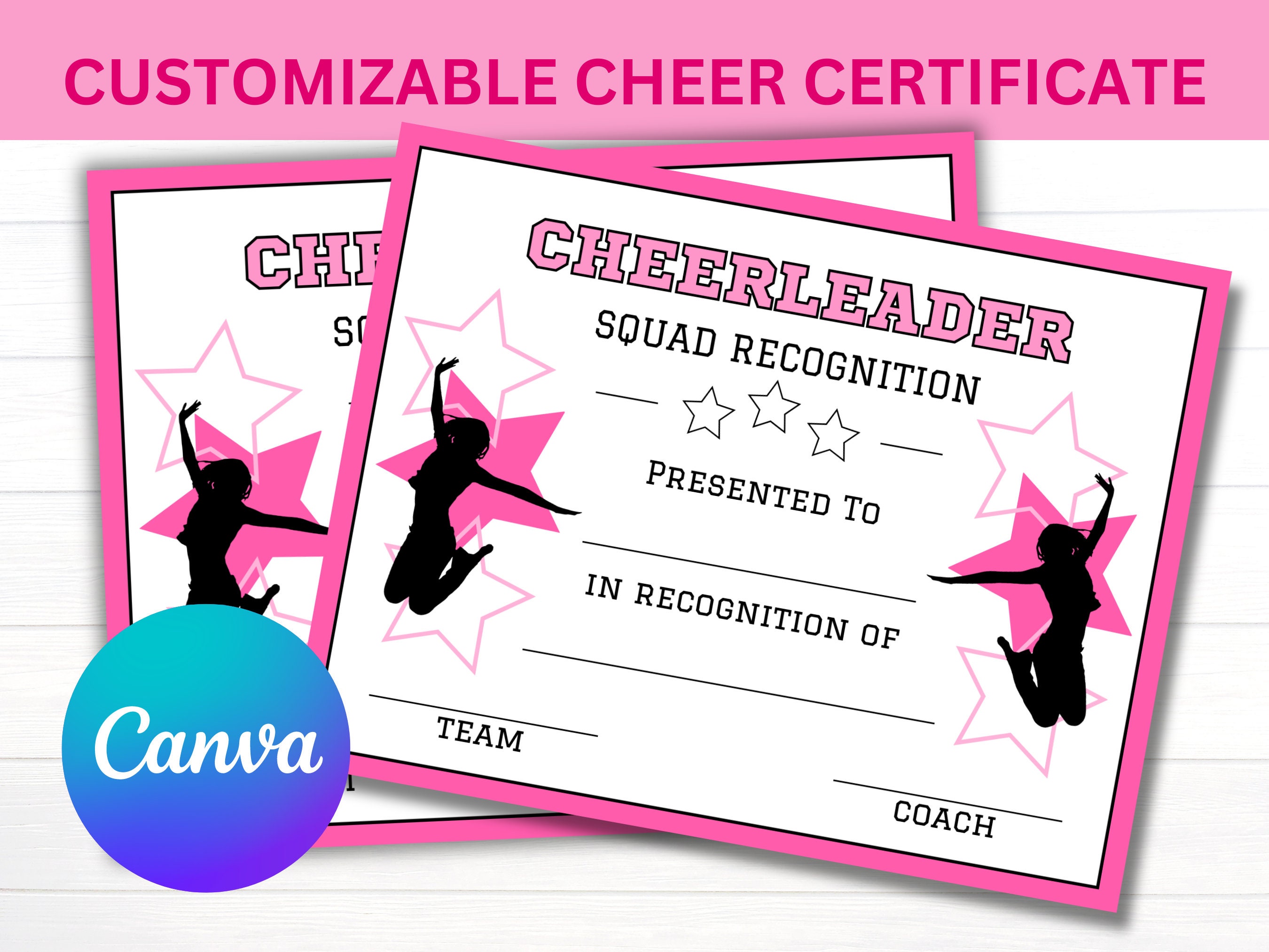 Customizable Cheer Award Certificate, Printable 8.5x11 Sport Award ...