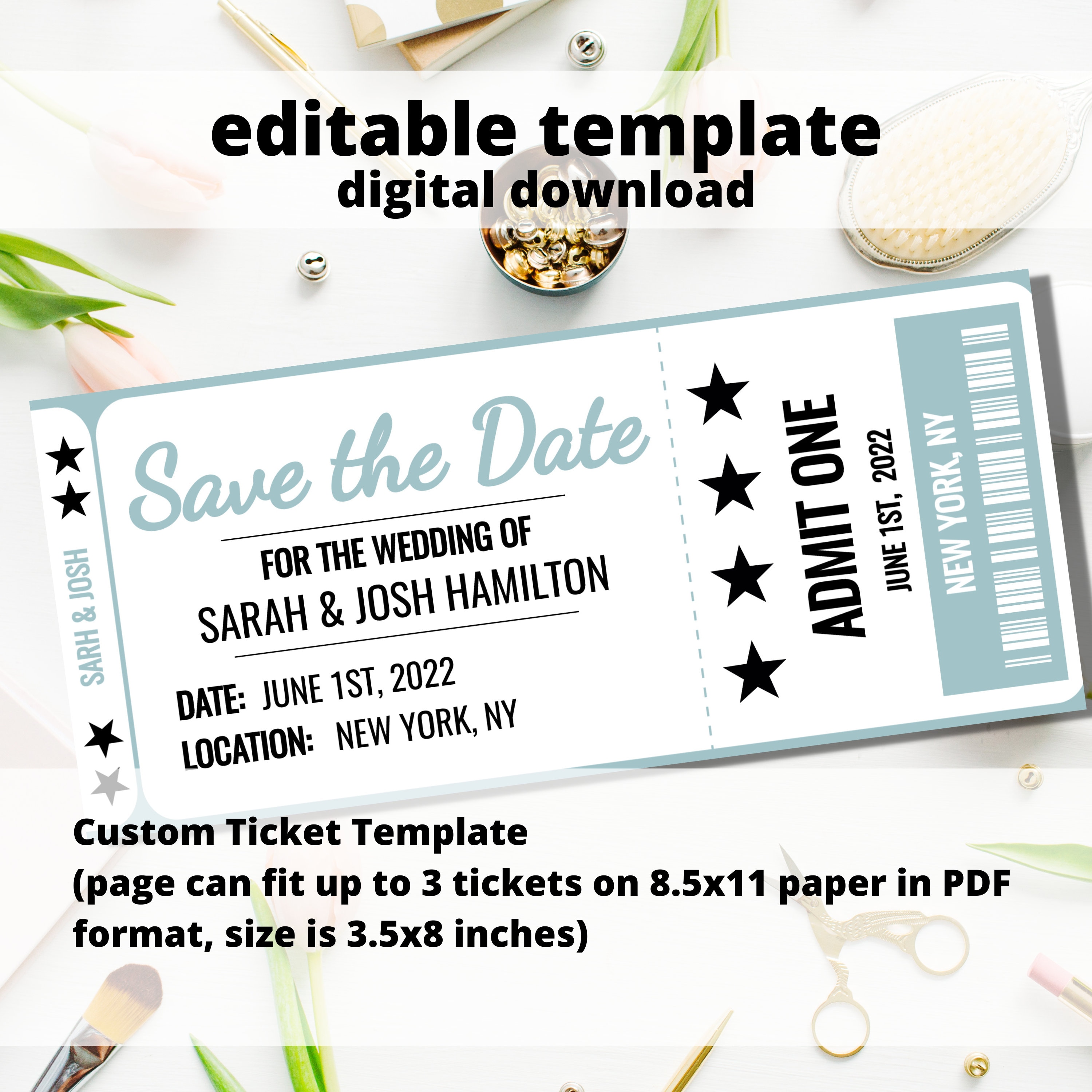 Save the Date Concert Ticket Template, Surprise Show Announcement ...