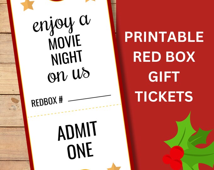 Redbox Codes Gift Tags Cards Digital Printable 4 Different Designs ...