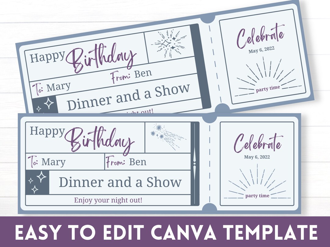 Gift Certificate Ticket Template, Surprise Show Announcement, Printable ...