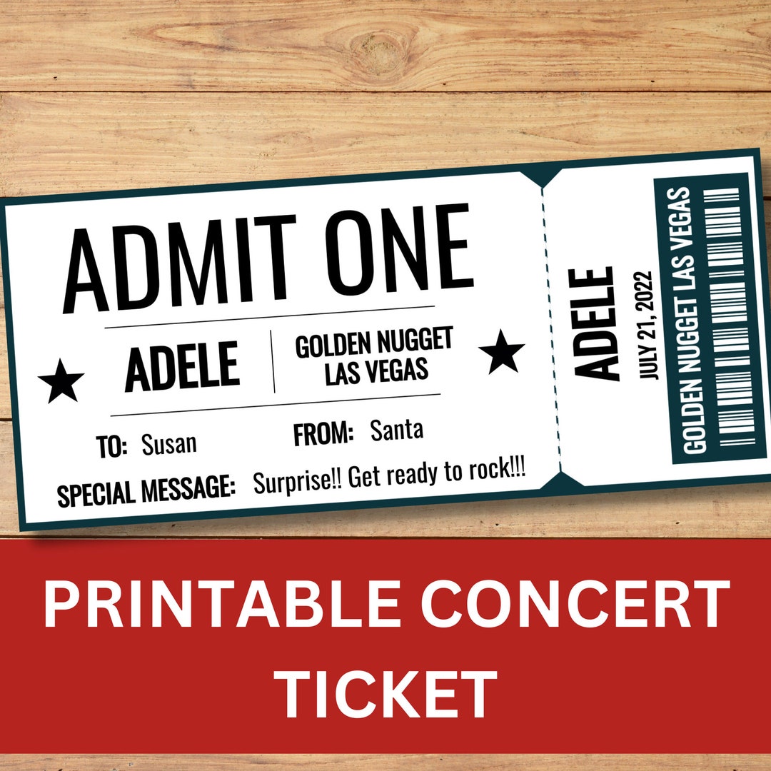 Printable Event Concert Ticket Template, Surprise Concert Gift ...
