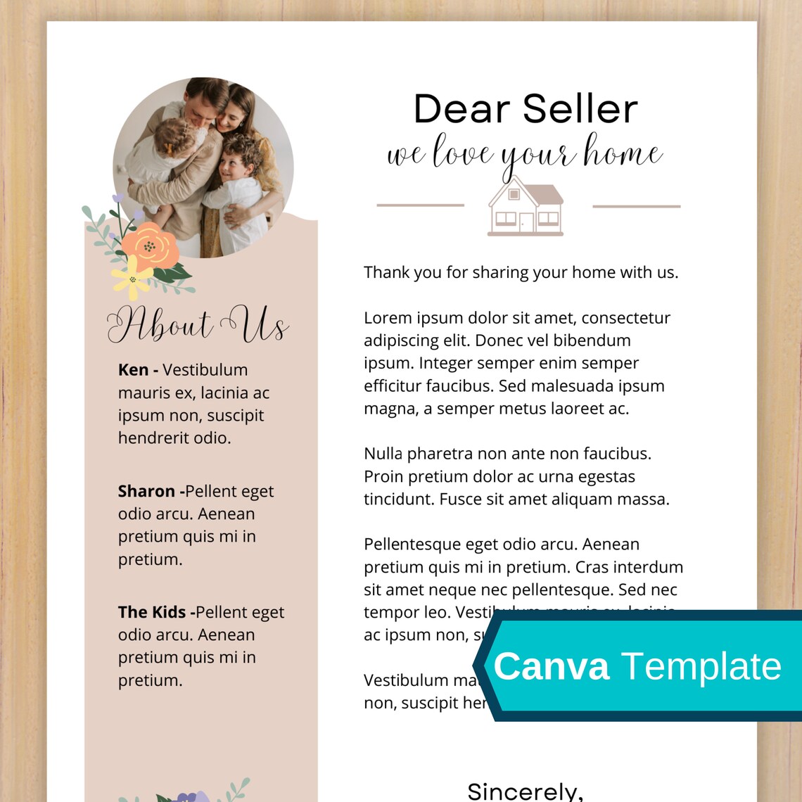 Home Offer Letter, Buyer Offer Letter, Letter to Home Seller, Real ...