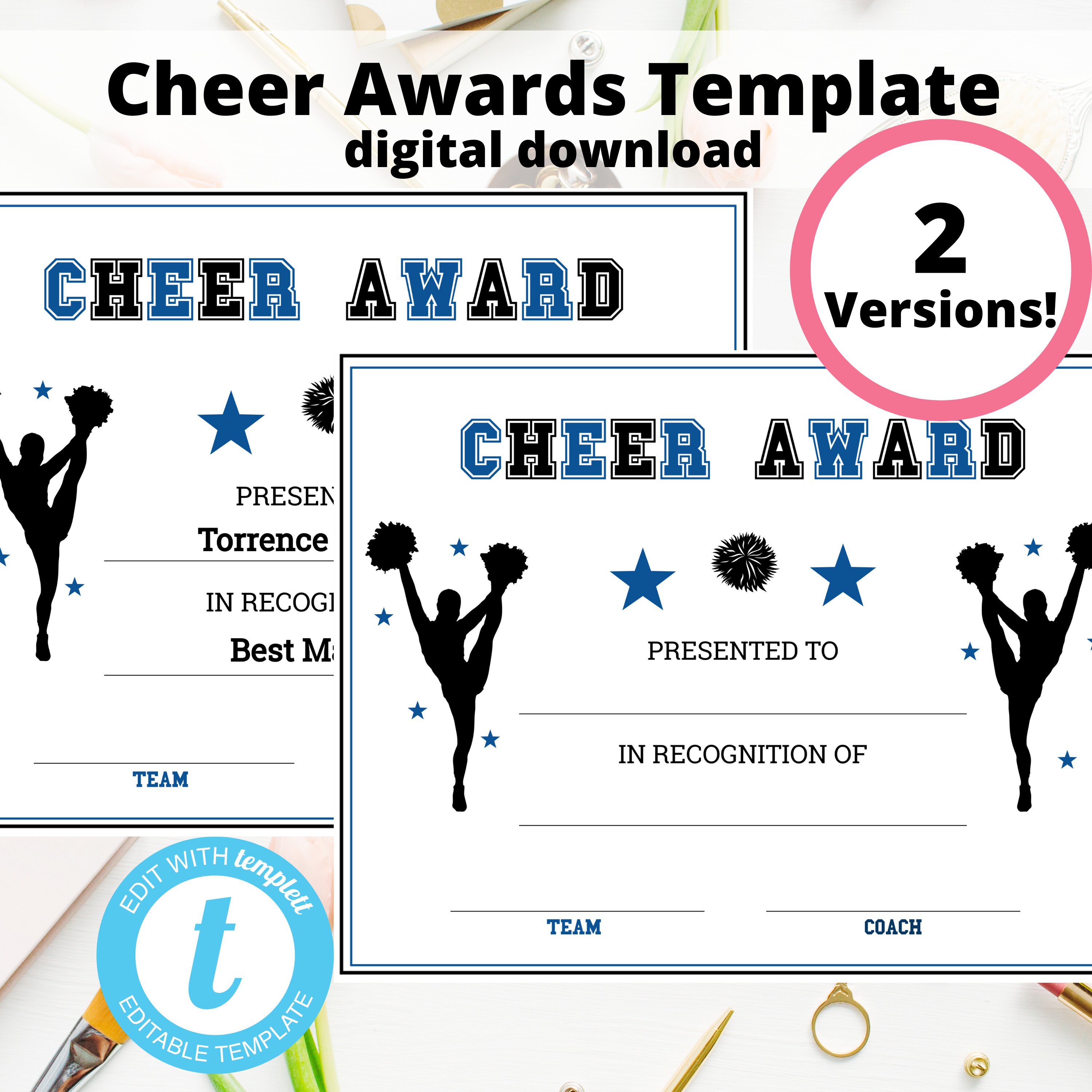 Customizable Cheerleader Award Certificate, Printable 8.5x11 Sport ...