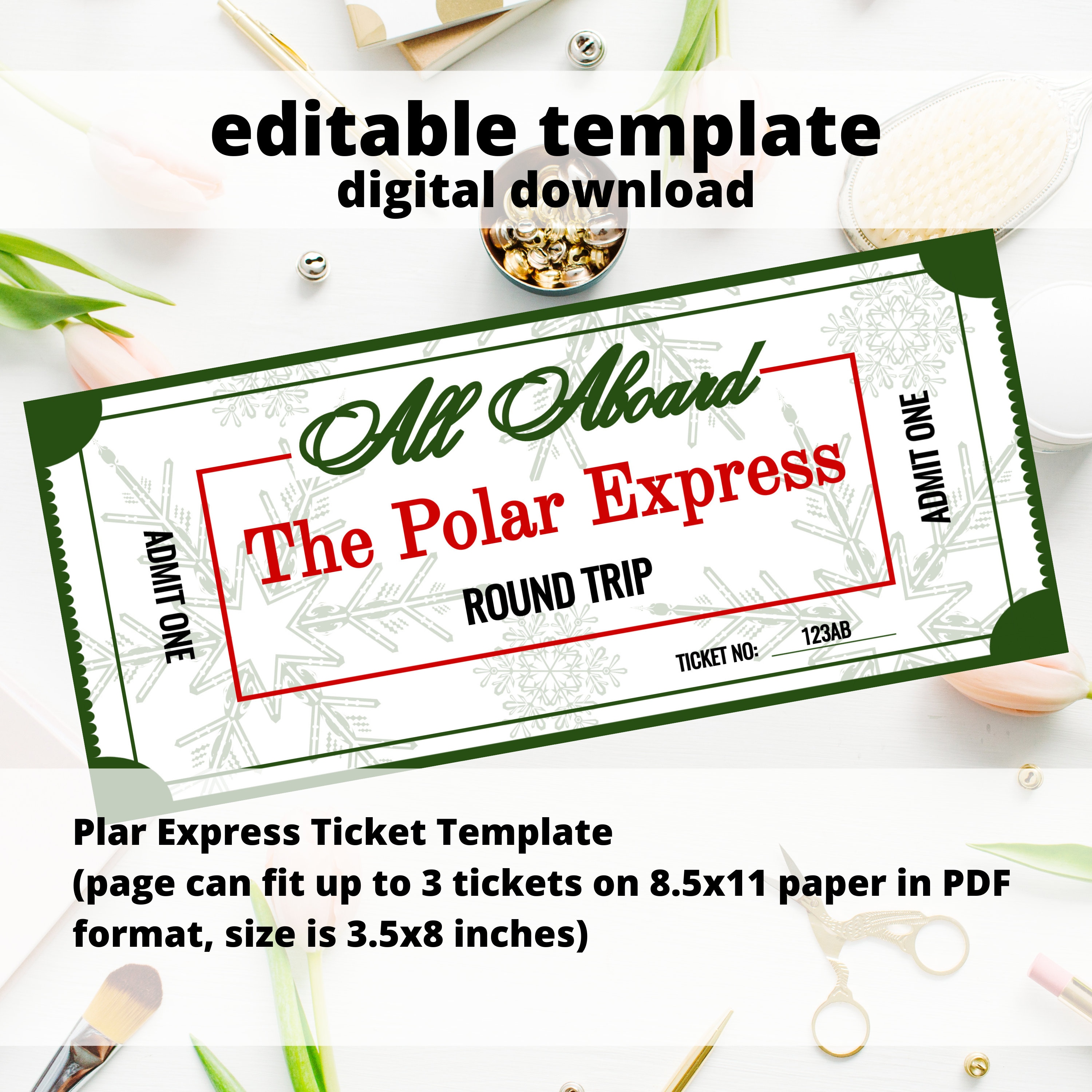 Polar Express Ticket Template, Printable Christmas Gift, Party Favor - Etsy