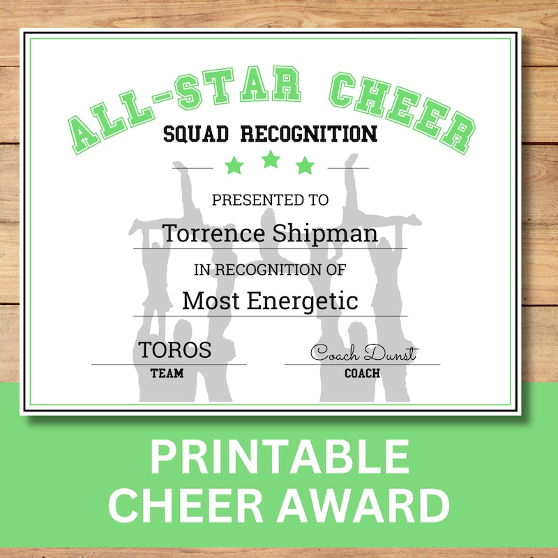Cheerleader Certificate Png - Etsy