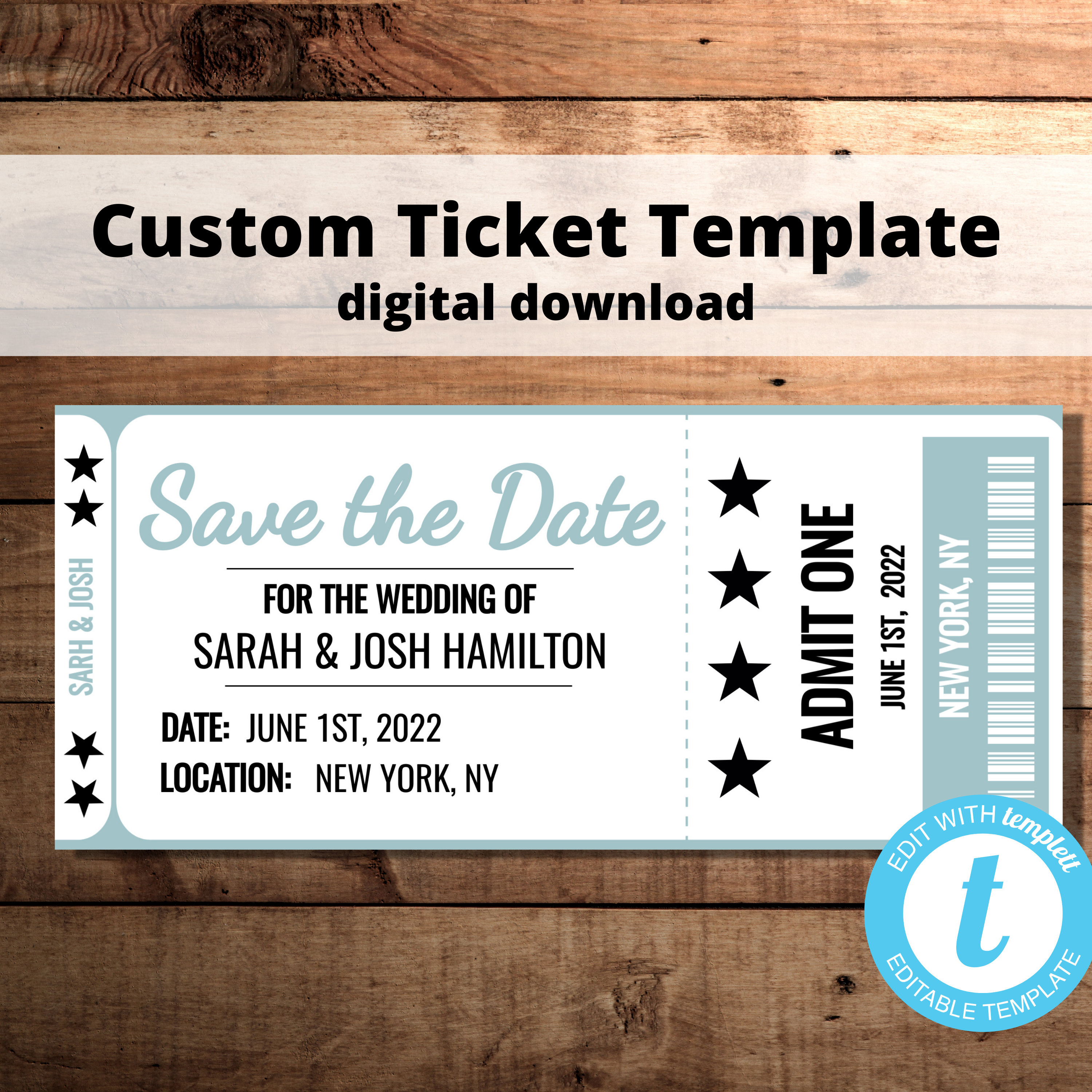 Save the Date Concert Ticket Template, Surprise Show Announcement ...