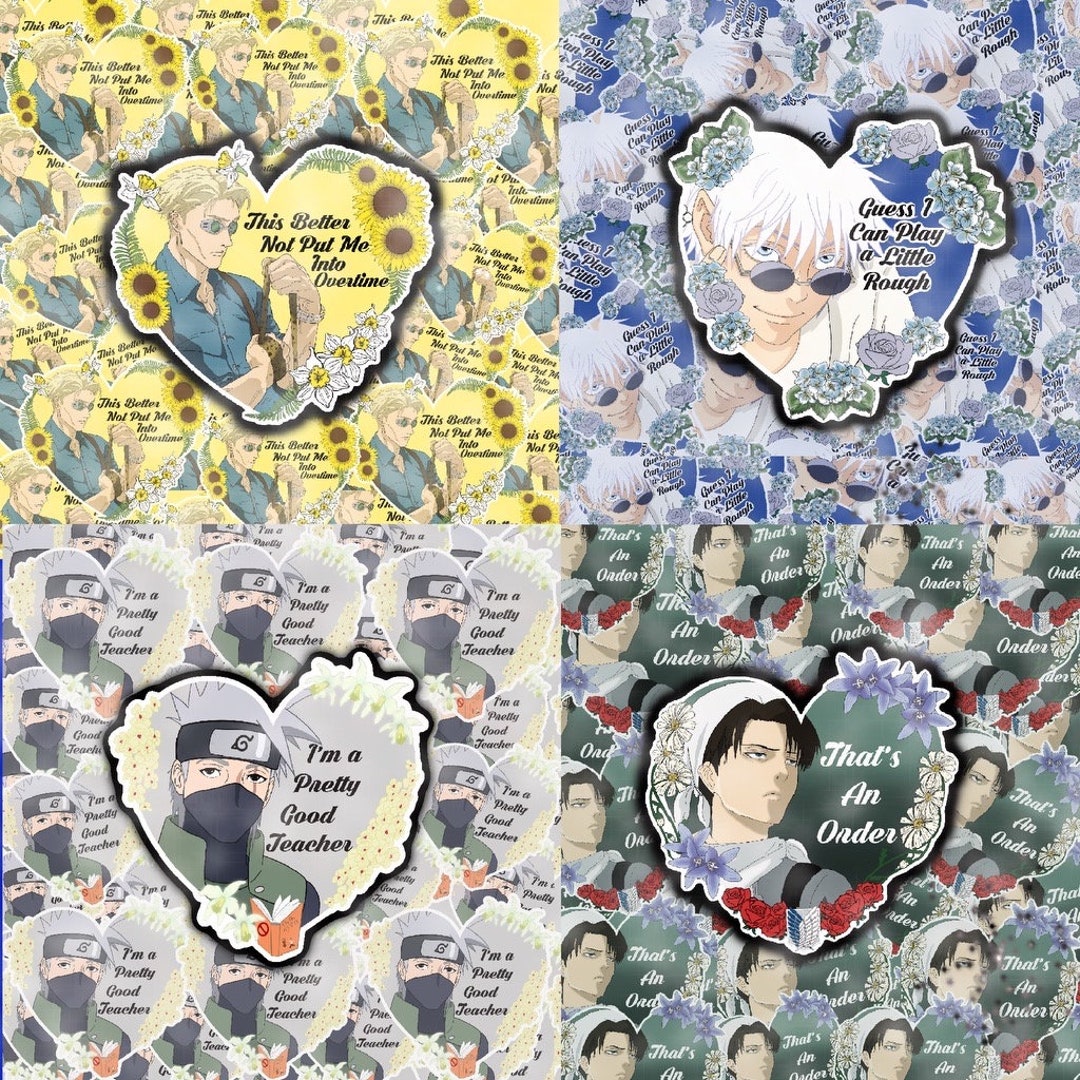 Holographic Anime Heart Stickers / Gojo / Nanami / Kakashi/ Levi - Etsy